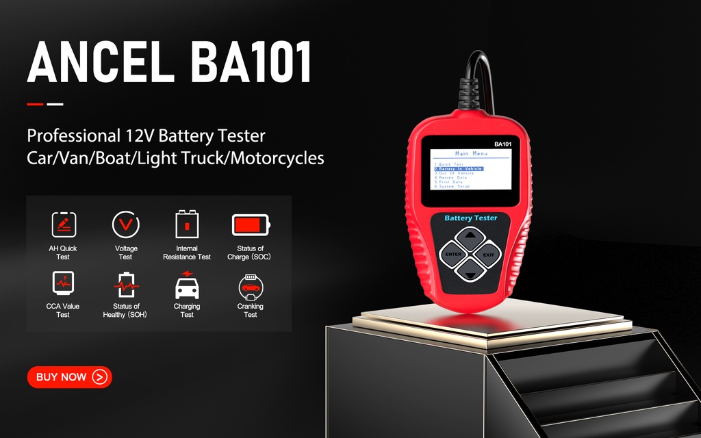 ANCEL BA101 12V Automotive Battery Tester Digital Battery 100-2000CCA ...