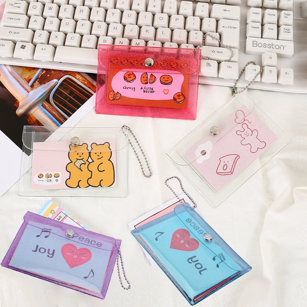Clear Glitter Coin Purse Women Keychain Wallets Id Card Case Holder Pvc ...