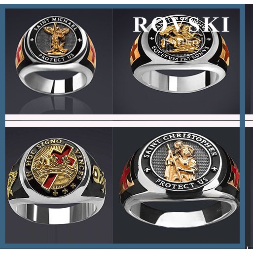 ROVSKI Fashion Korean Ready Stock Jewelry Men Stainless Rings Golden ...