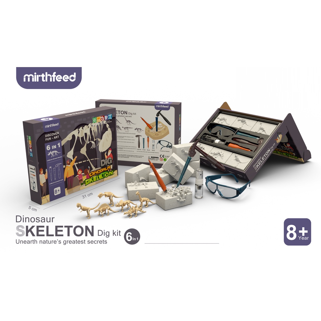 Dinosaur Fossil Excavation Dig Kit, Dino Skeleton Fossil Kit Jurassic ...