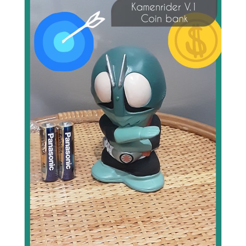 Old work collectible piggy bank Kamen Rider V.1 Original set Banpresto ...