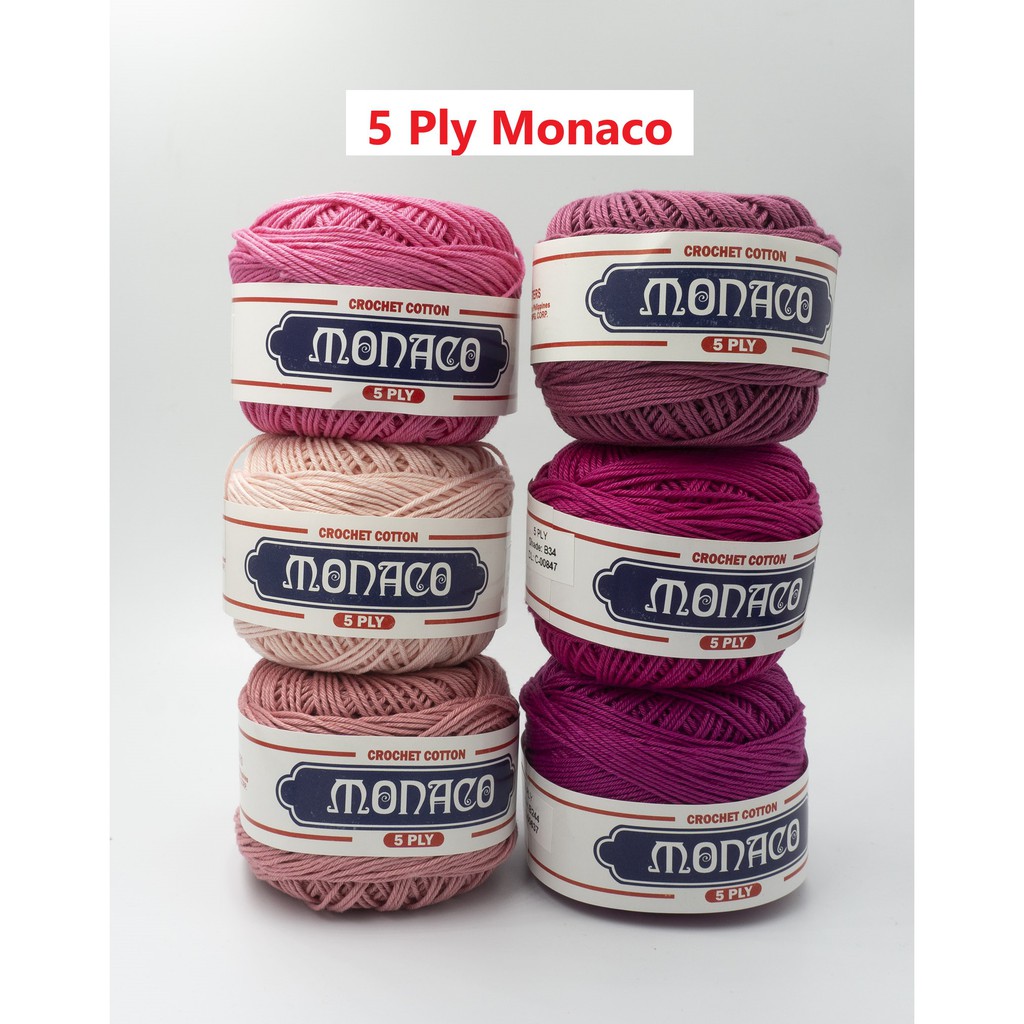 5 Ply Monaco Crochet Thread Shades of White, Brown and Pink | Shopee ...