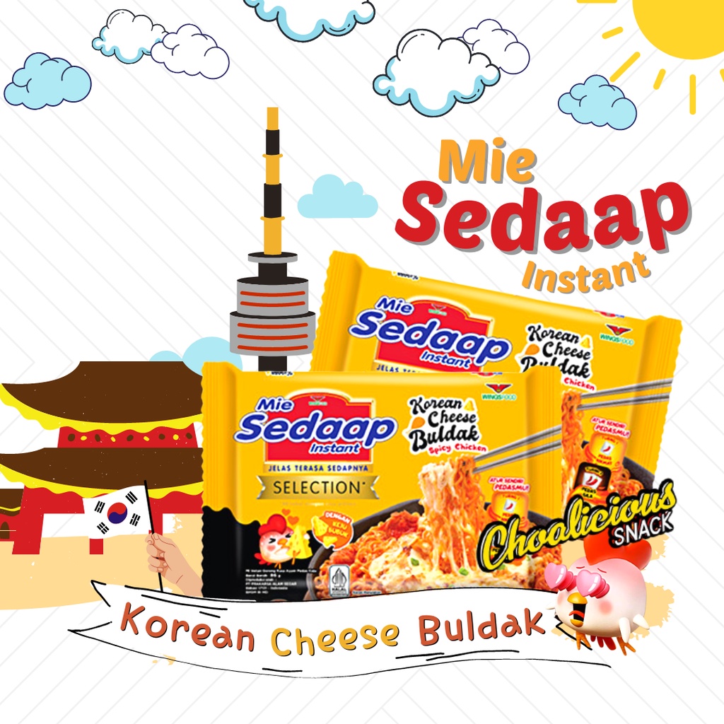 Mie SEDAAP Sedap Selection Korean Cheese Buldak Fried Instant Noodles ...