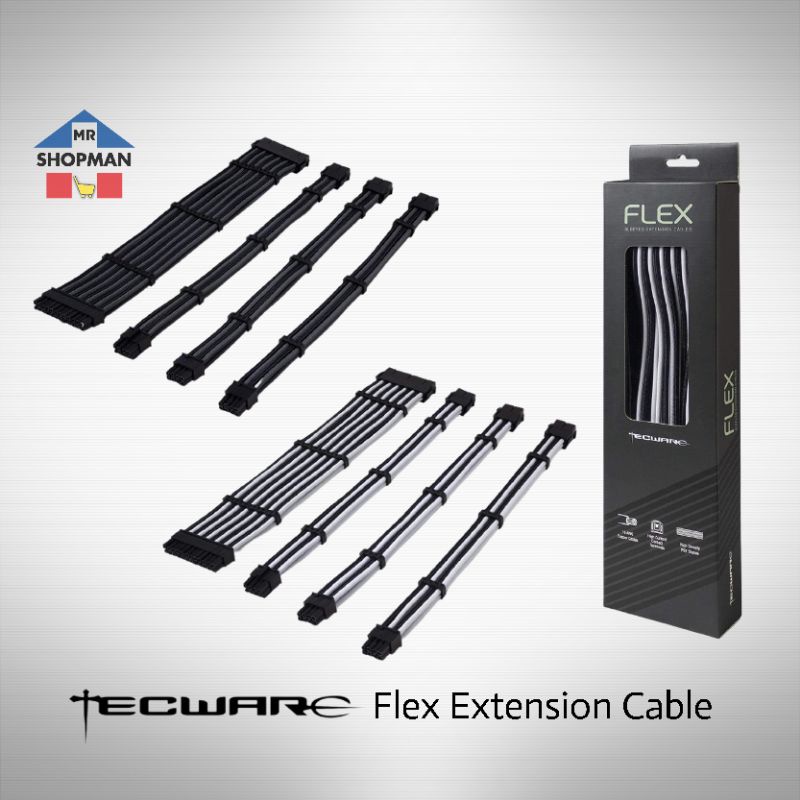 Tecware Flex Sleeve Black Gray White Extension Cable Sleeves | Shopee ...