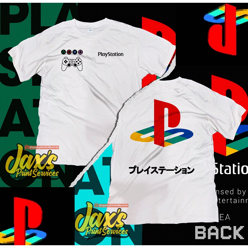 Playstation Kanji Japanese Style Front and Back Print Tshirt Inspired ...