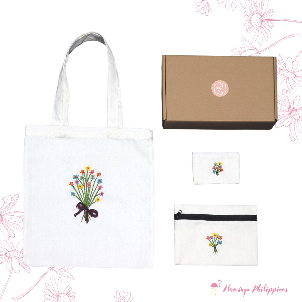 Katsa/Canvas Tote Bag with pouch and coin purse Hand Embroidery ...