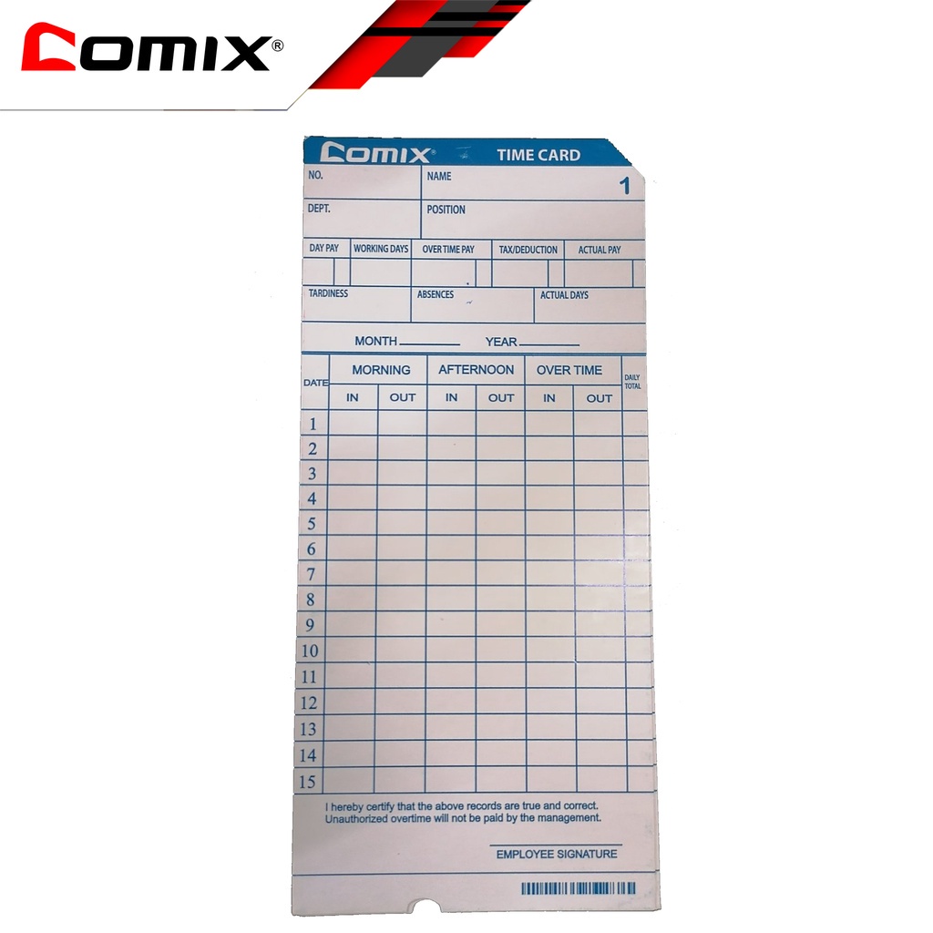 Comix Time Card For Time Recorder | Shopee Philippines