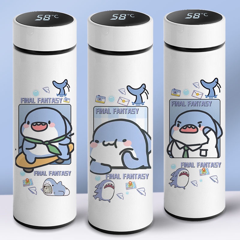 Final Fantasy Smart Vacuum Flask Small Shark Cute Water Cup Anime FF14 ...