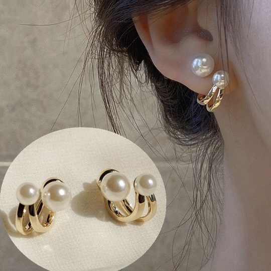 925 Silver Pearl Earring Korean Elegant Simple Earrings for Women Girl ...