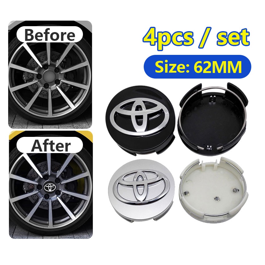 4pcs Car Wheel Hub Center Cap 3D Emblem Toyota 62MM for Innova RAV4 ...