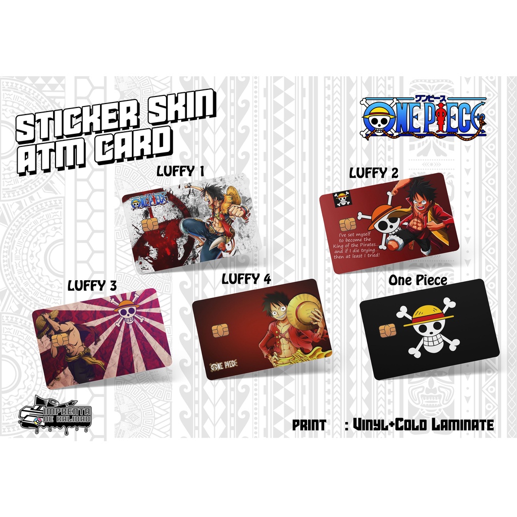 One Piece/Luffy Skin Card Sticker Vinyl Debit/ATM/beep card sticker ...