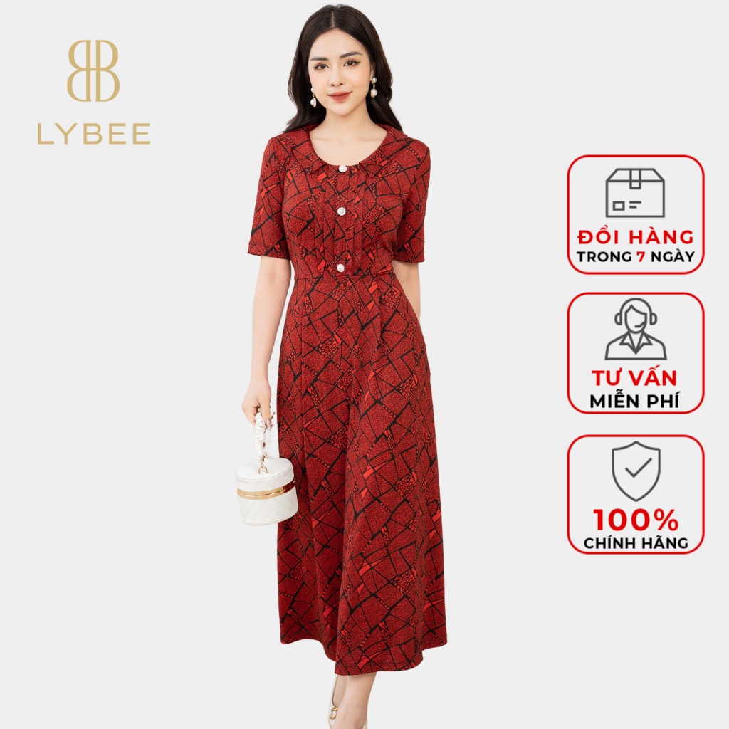 Fashionable LYBEE middle-aged dress for mothers made of stretch milk silk fabric LV716 | Shopee ...