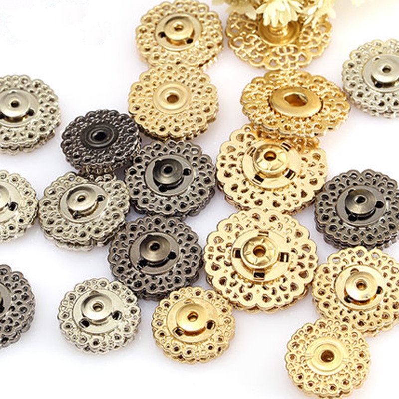 Metal Snap Button 15mm 18mm 21mm Clasp buttons Hollow flower Invisible ...