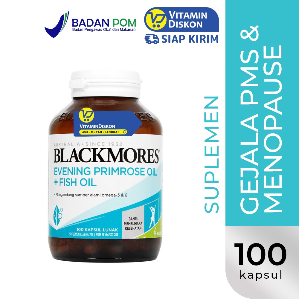 Blackmores Evening Primrose Oil Plus Fish Oil BPOM Kalbe 100 Caps | Pms ...