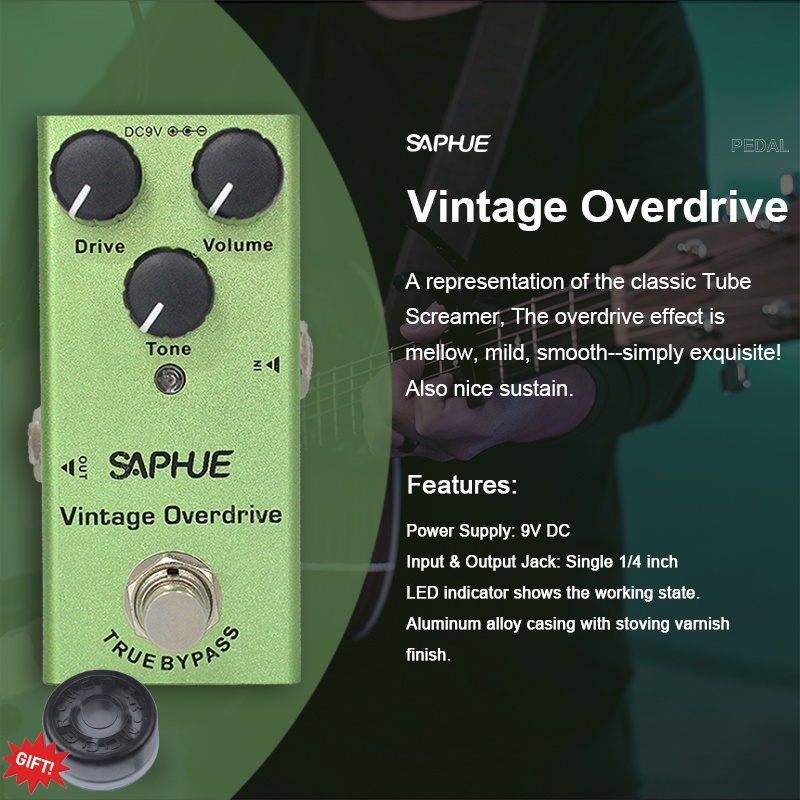 SAPHUE Electric Guitar Pedal Vintage Overdrive/Ultimate Drive/Crunch ...