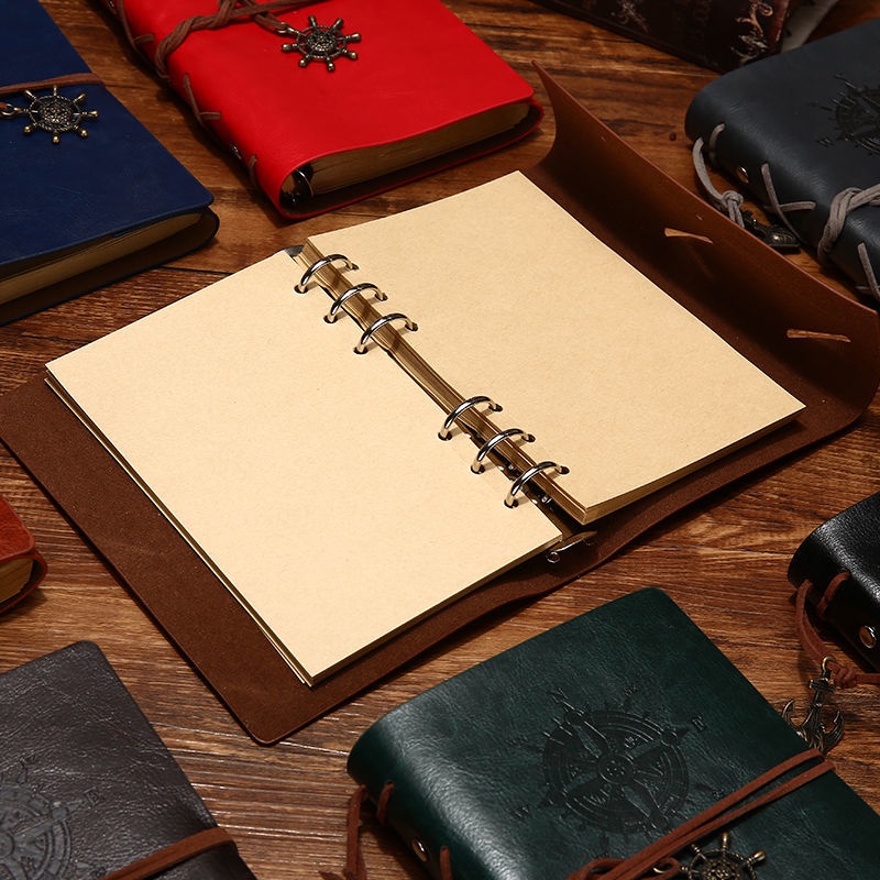 Retro Pirate loose Book Spiral Notebook PU Leather Notebook Travel ...