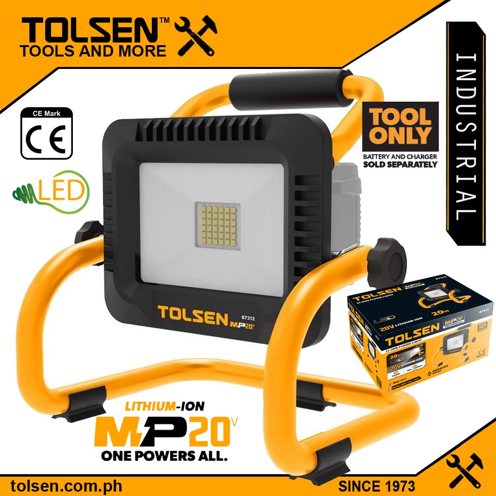Tolsen LI-ION LED Worklight 2000 Lumens w/ Stand (All in One 20V ...