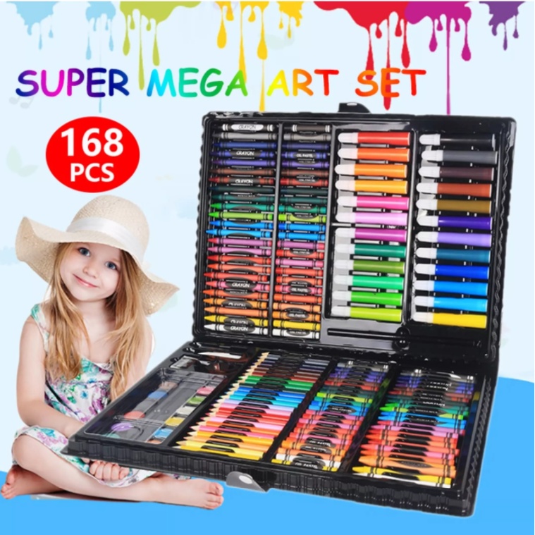 SUPER MEGA ART SET 168 pcs coloring set FOR Kids Drawing and Painting ...
