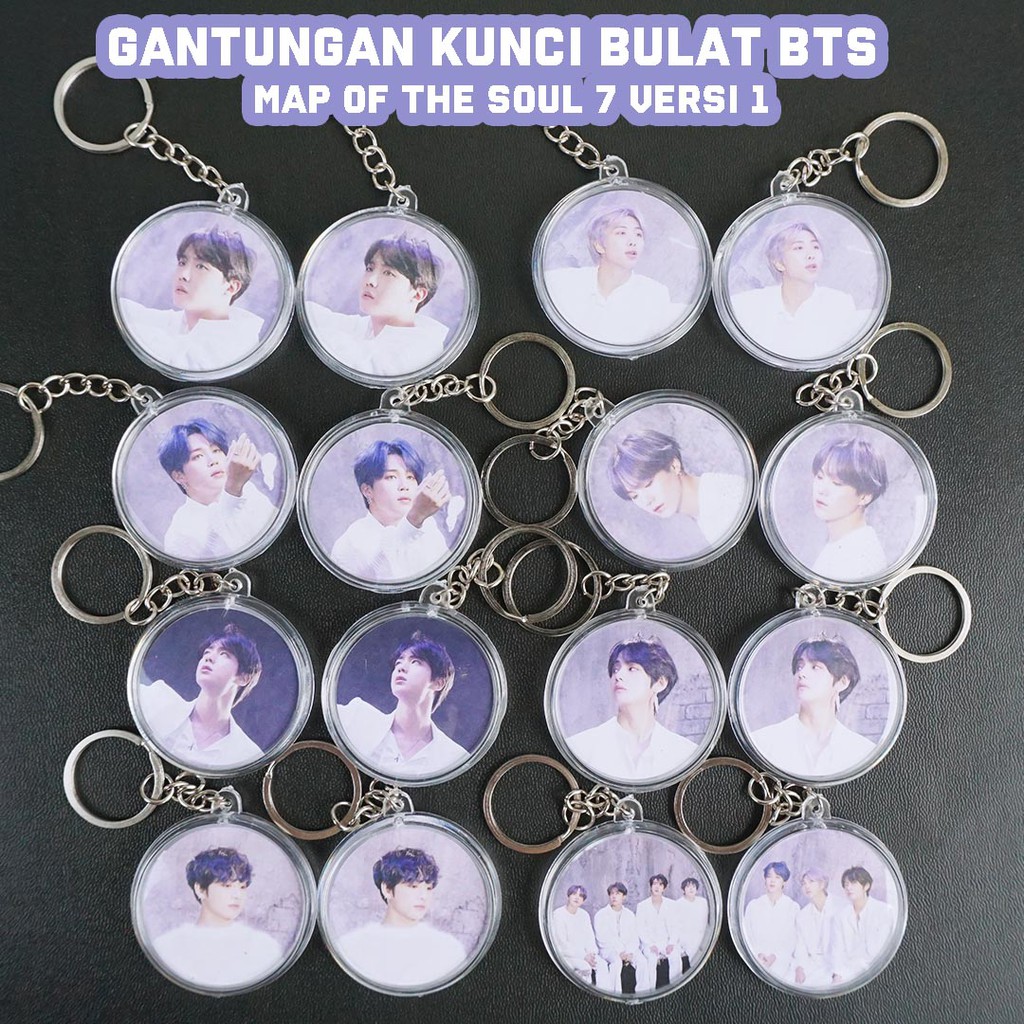 GANTUNGAN Bts Bangtan Round Keychain (Map of The Soul 7 VERSION 1) Acrylic KPOP Ganci bt21 ...