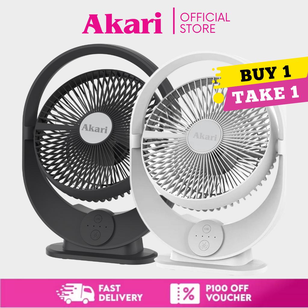 Akari BUY 1 TAKE 1 - 8" Elliptical Rechargeable Fan w/ LED (ARF-8068 ...