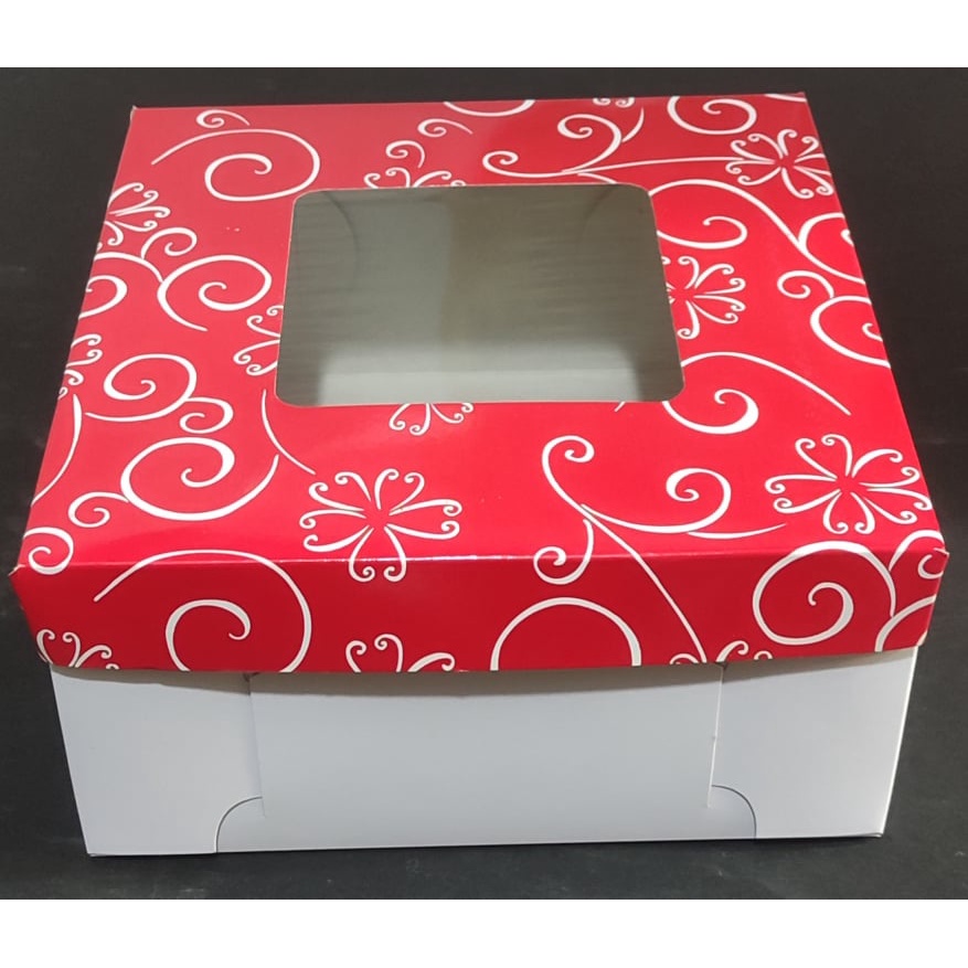 10X10X5 CAKE BOX RED ORNAMENTAL DESIGN (10 PCS) | Shopee Philippines