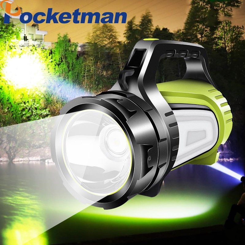 Powerful Rechargeable Searchlight LED Flashlight Handle Spotlight Ultra ...