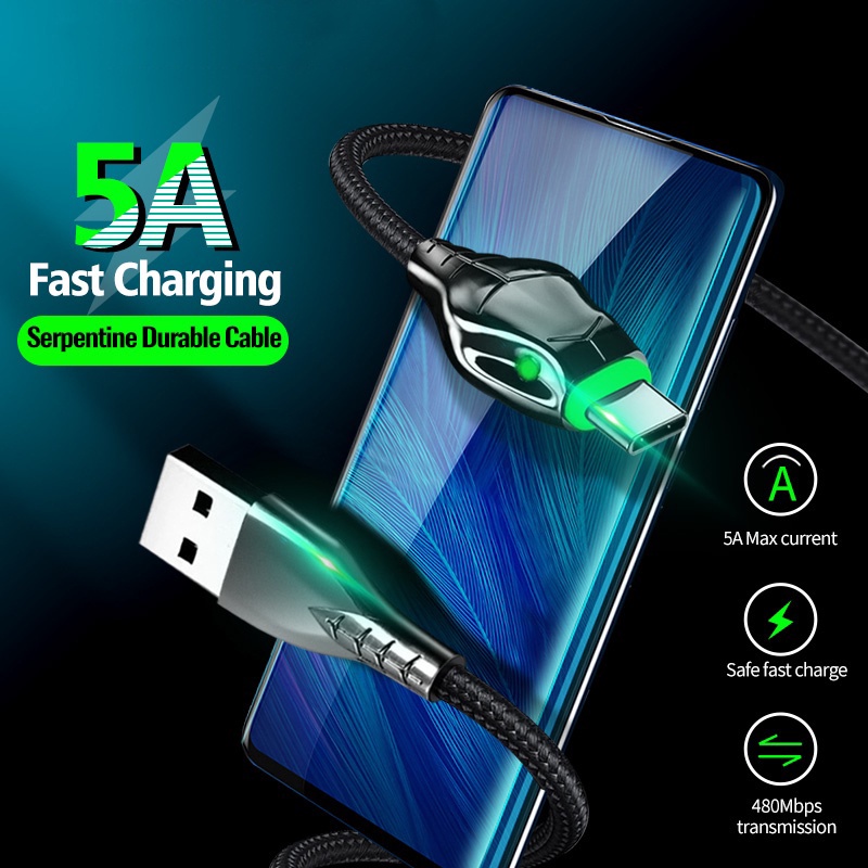 Charger fast charging Android Black Mamba 5A Snake-shaped Design LED ...