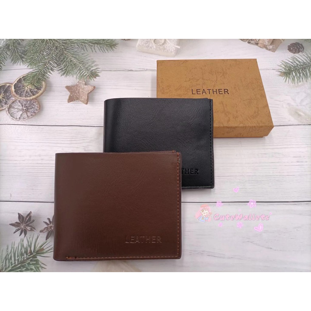 New style Men's leather short wallet with Box | Shopee Philippines