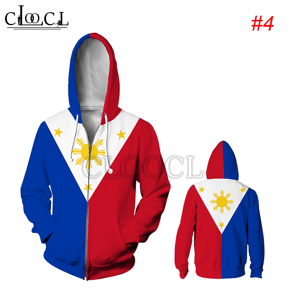 HX Philippine Flag 3D Print Hoodie Unisex Long Sleeve Zip Hoodie ...