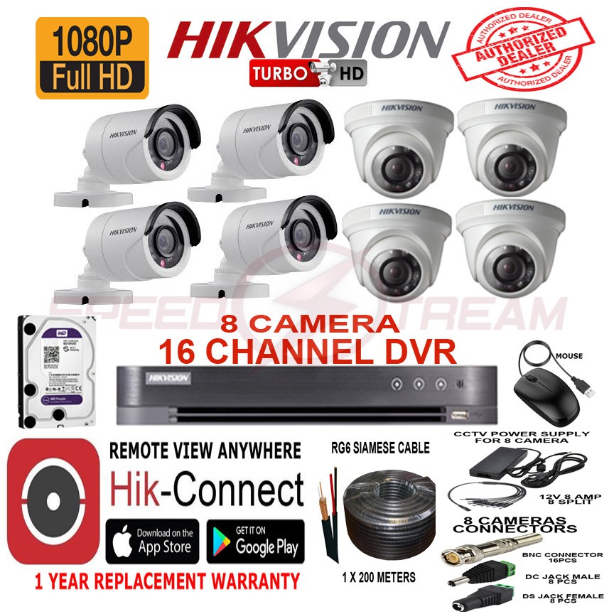 Hikvision 2MP 8 Camera 16 Channel DVR 1TB HDD RG6 Siamese Package | Shopee Philippines
