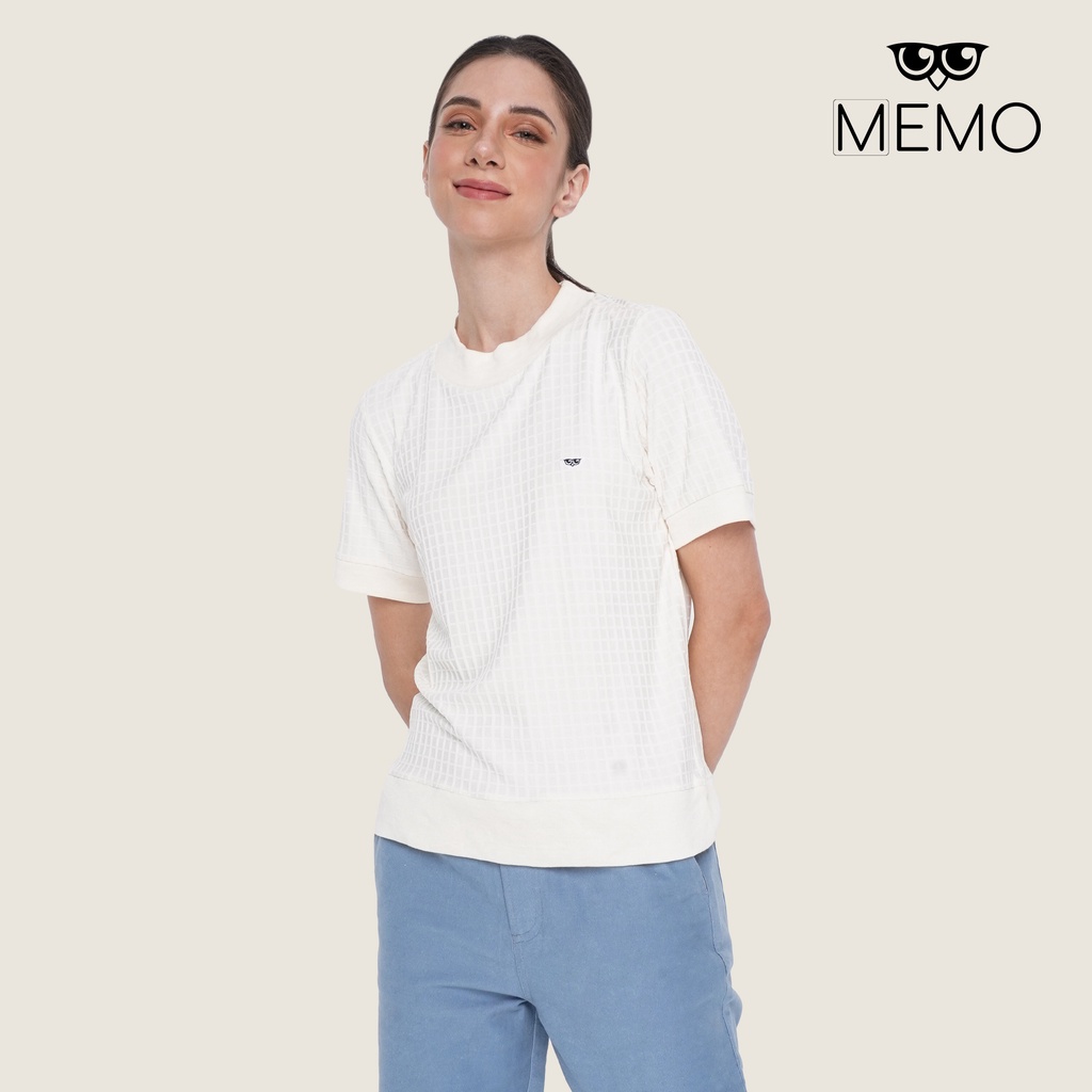Memo Textured T-Shirt For Women (Off White) | Shopee Philippines