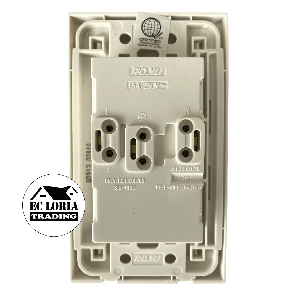 Royu Electrical Duplex Universal Outlet with Ground and Shutter Set ...