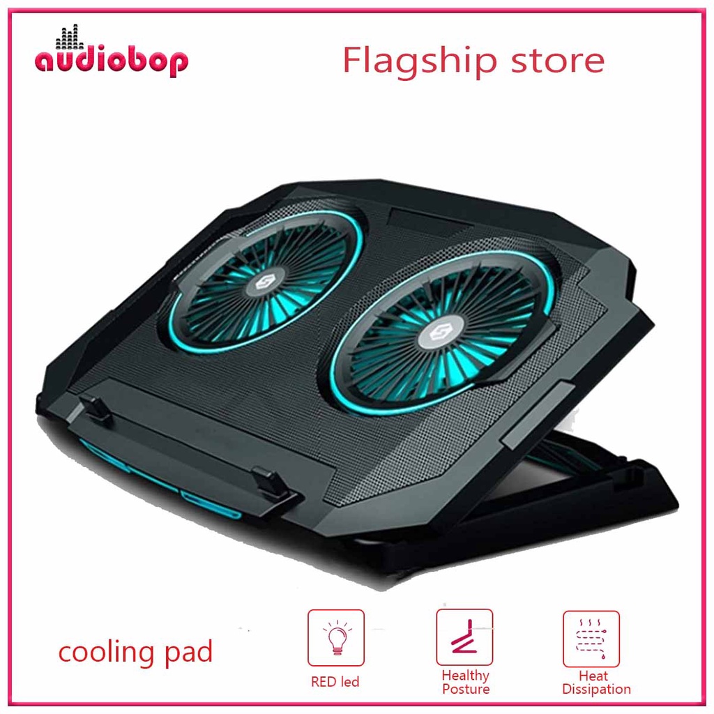 Gaming Laptop Cooler Two Fan Two USB Port Led RGB Lighting Notebook ...