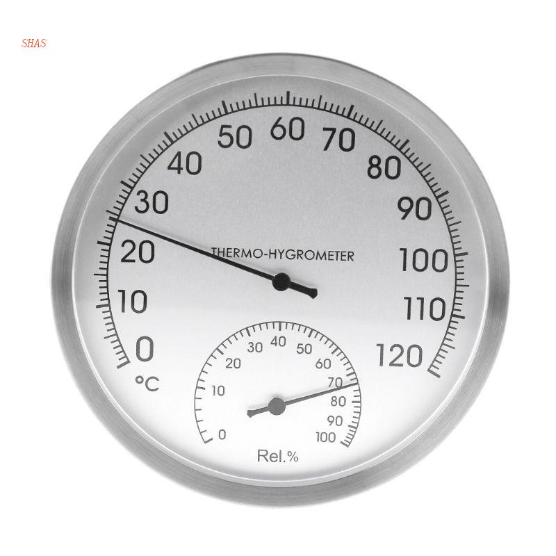 Shas Wall Thermometer Hygrometer with Stainless Steel Enclosure Hanging ...