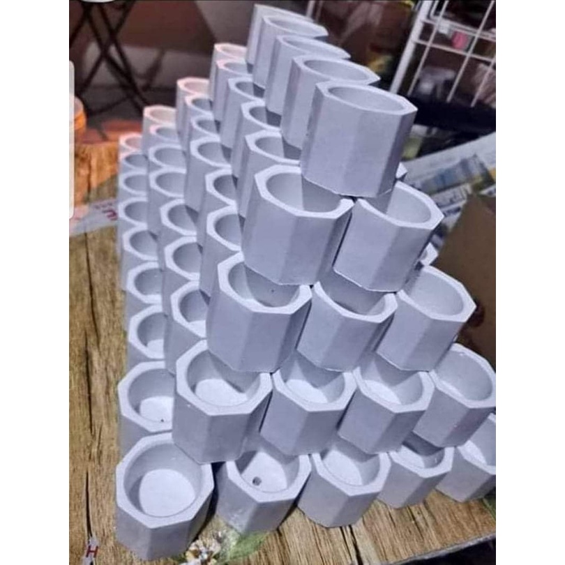 White mini octa / mini octagon pots for small plants and candles ...