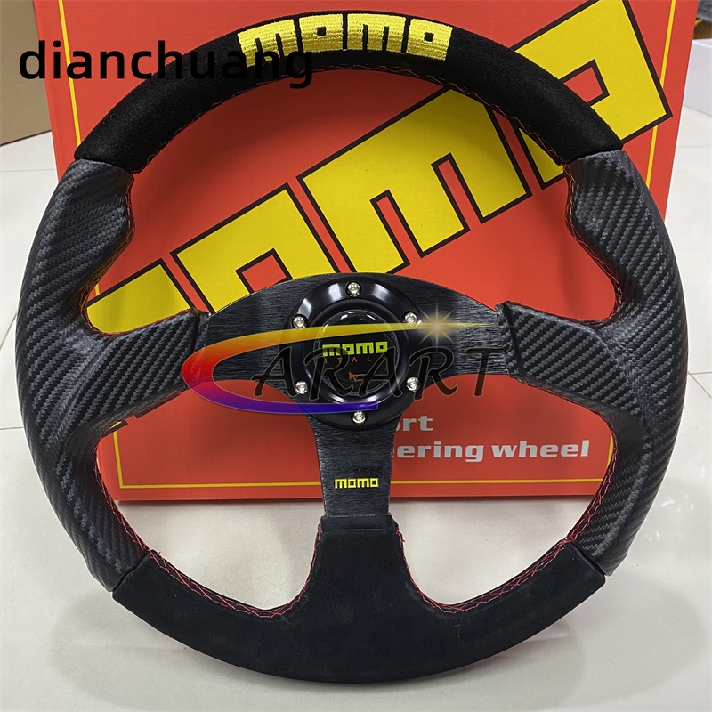 MOMO Universal 14 inch 350mm Suede/PVC Car Accessories Racing Steering wheels Deep Corn Drifting ...