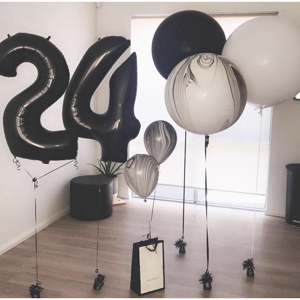 32 Inch Black Number Balloon Foil Balloons Birthday Decoration Wedding ...