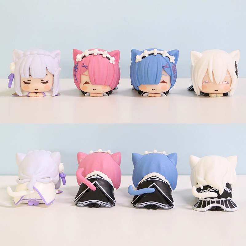 4pcs/Lot Mini Sleep Cat Rem Action Figure Anime Re:Starting Life From ...