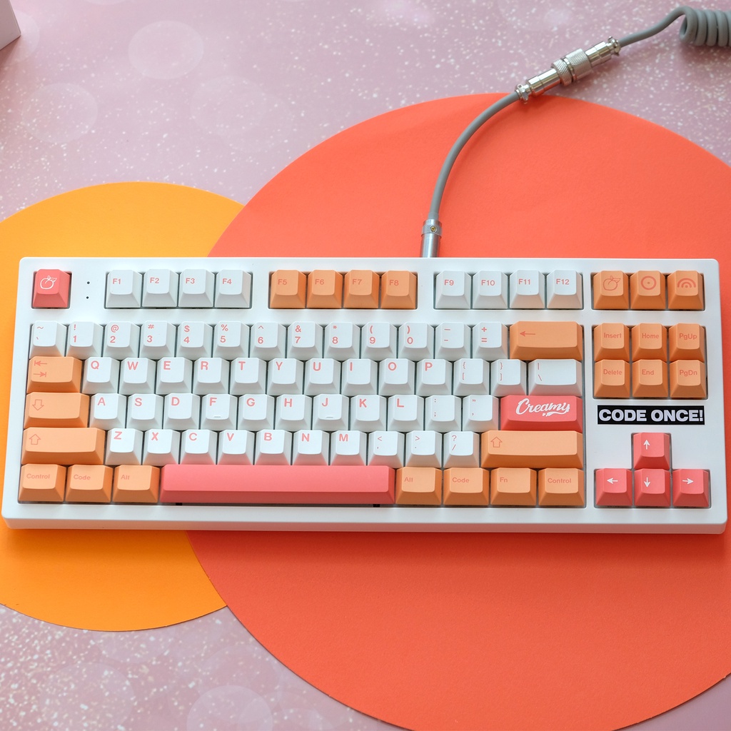 143 GMK Peaches n Cream theme PBT mechanical keyboard buttons | Shopee ...