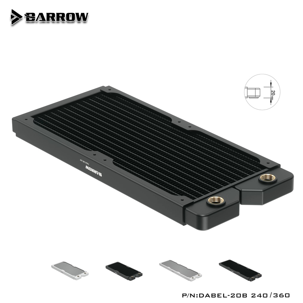 BARROW 20mm Thick Copper 240/360mm White Black Radiator Computer Water ...