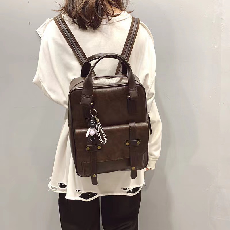 Women Leather Backpack Fashion Lady Student Laptop Backpack High ...