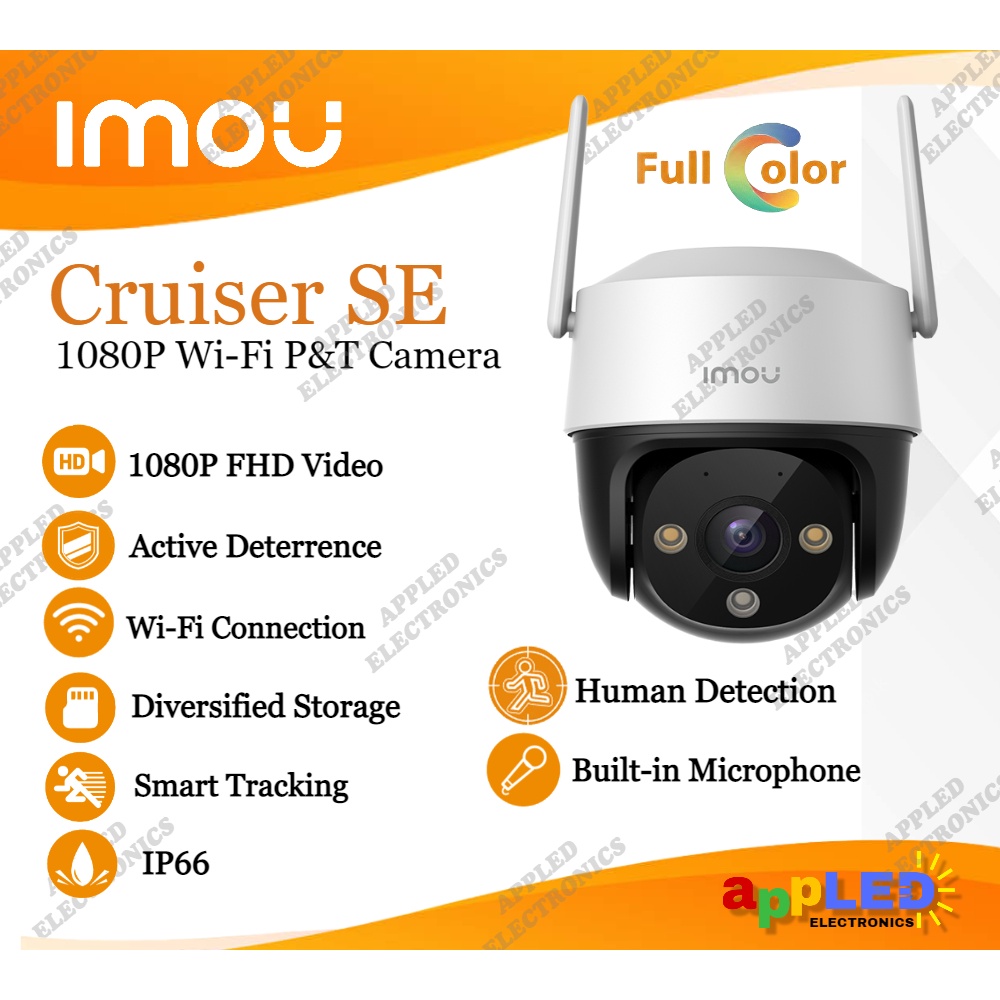 Imou Cruiser SE 2MP PT Wi-Fi Camera with Smart Color Night Vision, AI Human Detection, Built-in ...
