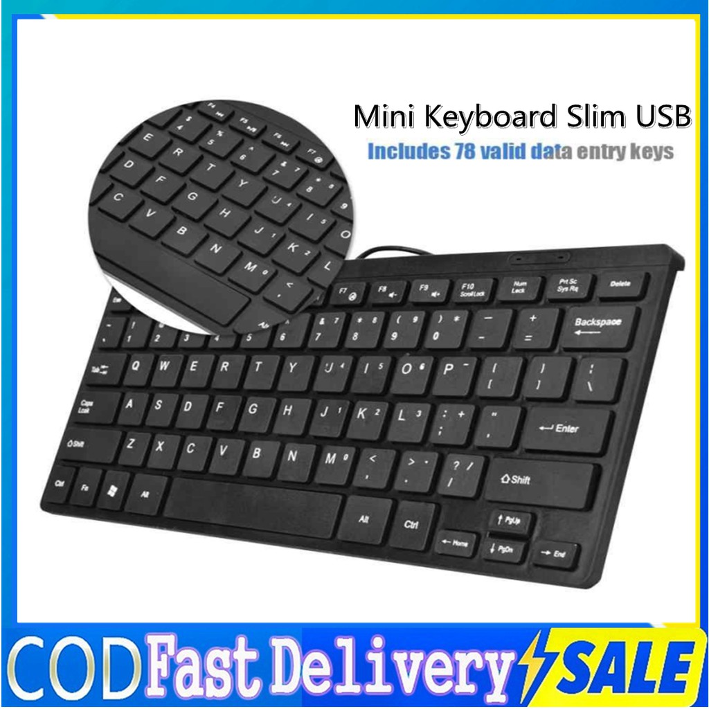 K1000 Portable Multimedia Mini Keyboard Slim USB 10 inch Ultra Thin 78 ...