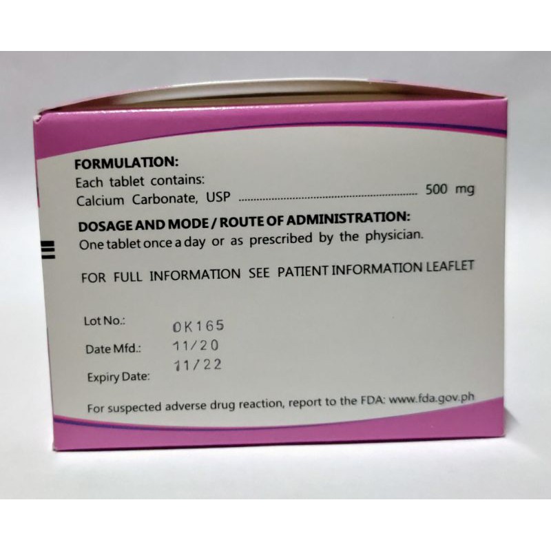 DM Calcium Carbonate 500mg 100 Tablets | Shopee Philippines