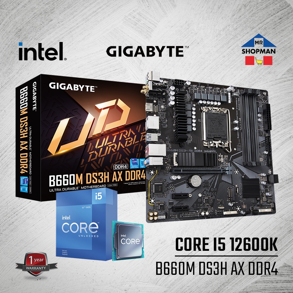 Intel Core i5 12600K Processor w/ Gigabyte B660M DS3H AX DDR4 Motherboard Bundle | Shopee ...