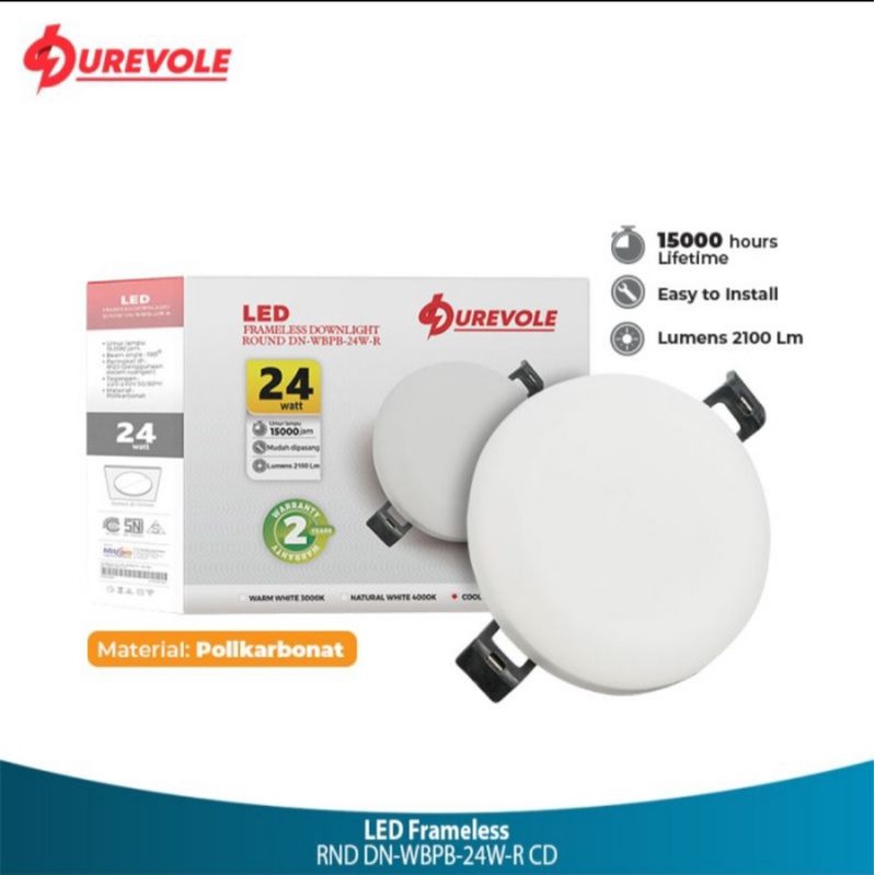 Durevole LED Panel Frameless Edge 24 Watt White | Shopee Philippines