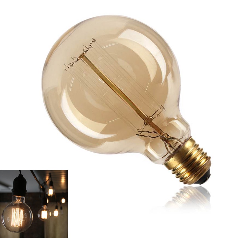 40W 110V-220V E27 Screw Vintage Light Bulb Round Edison Squirrel Cage ...