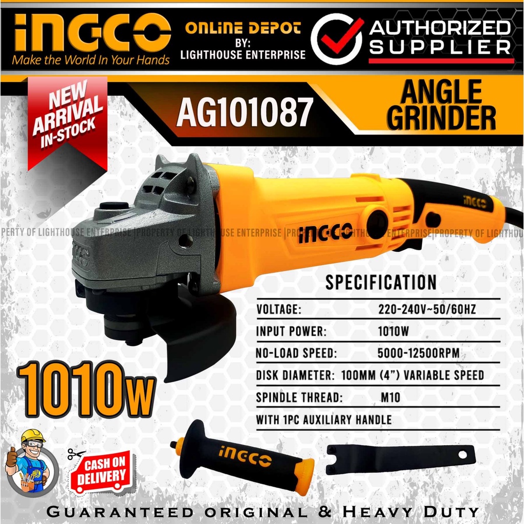 INGCO 1010W 4" 100mm Angle Grinder with Variable Speed (AG101087) *LIGHTHOUSE ENTERPRISE ...