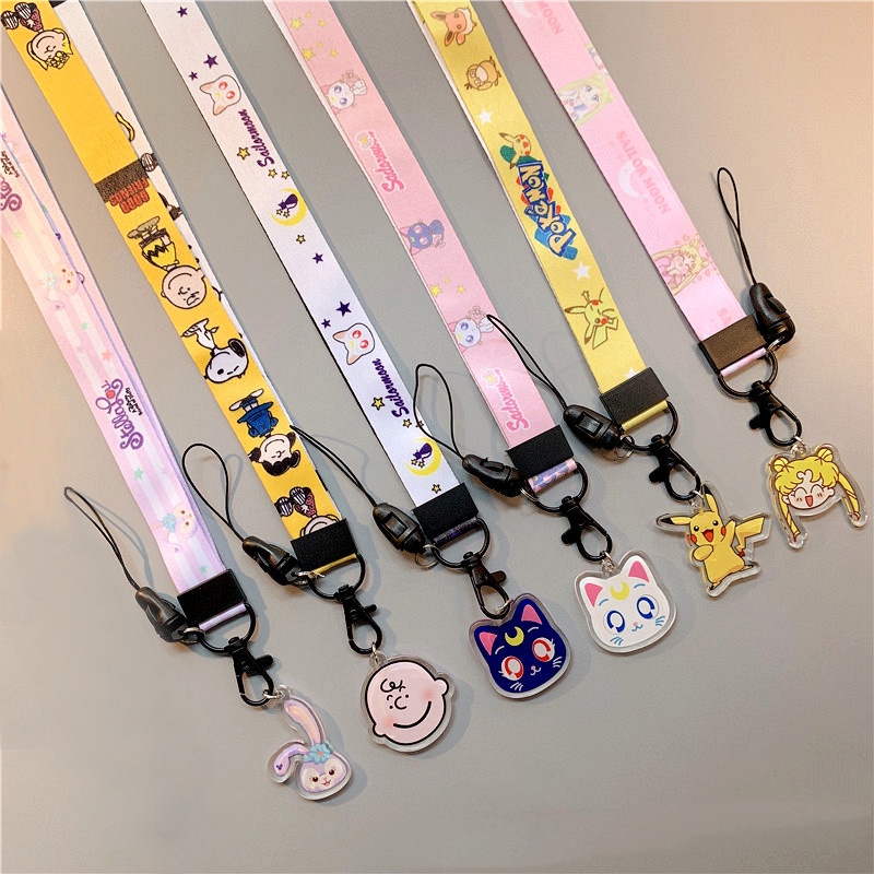 Cute Sailor Moon Pikachu Lanyard key chain Phone Lanyard Key Phone Key ...
