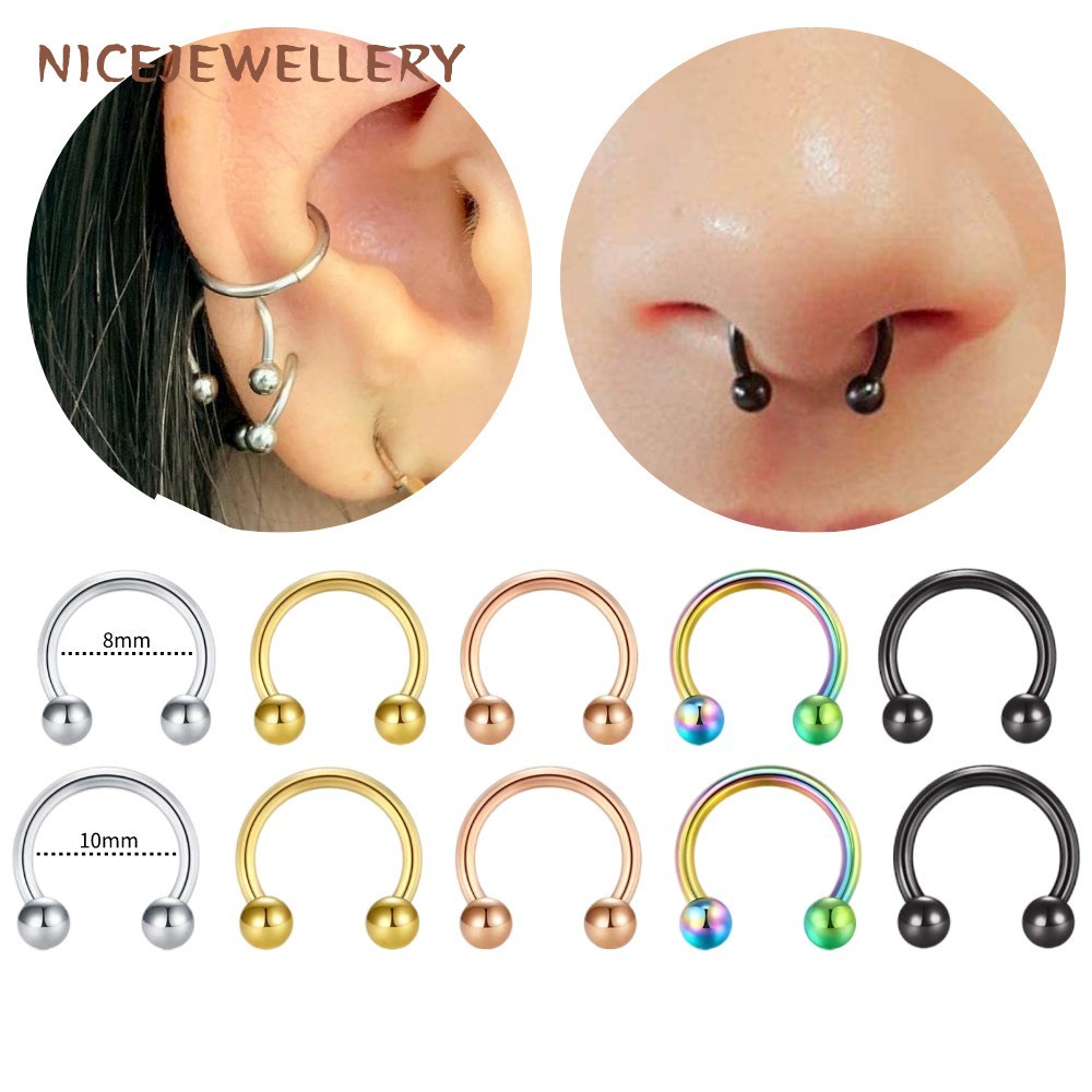 1 Pc Septum Piercing 16G Surgical Steel Nose Ring 6/8/10mm Nose ...